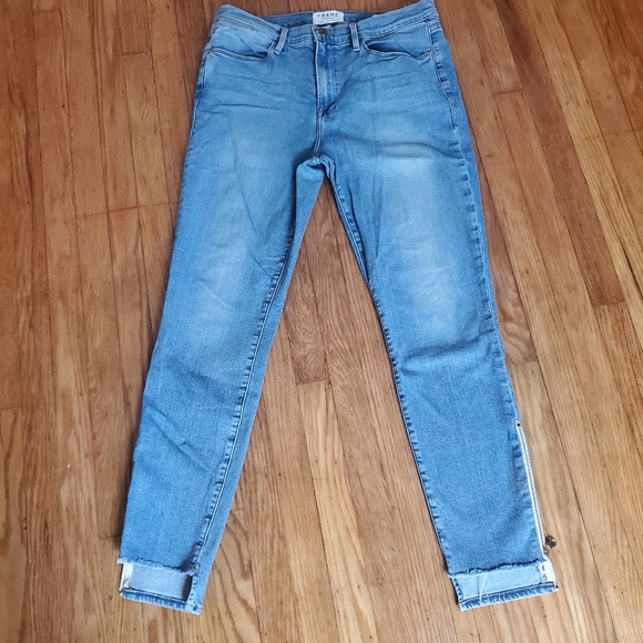 Jeans | Frame Le High Cut Skinny Denim Bottom Side Zip Up Jeans Womens ...